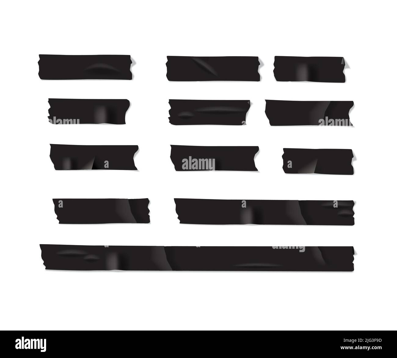 Pieces of black electrical tape isolated on white background. Vector ...
