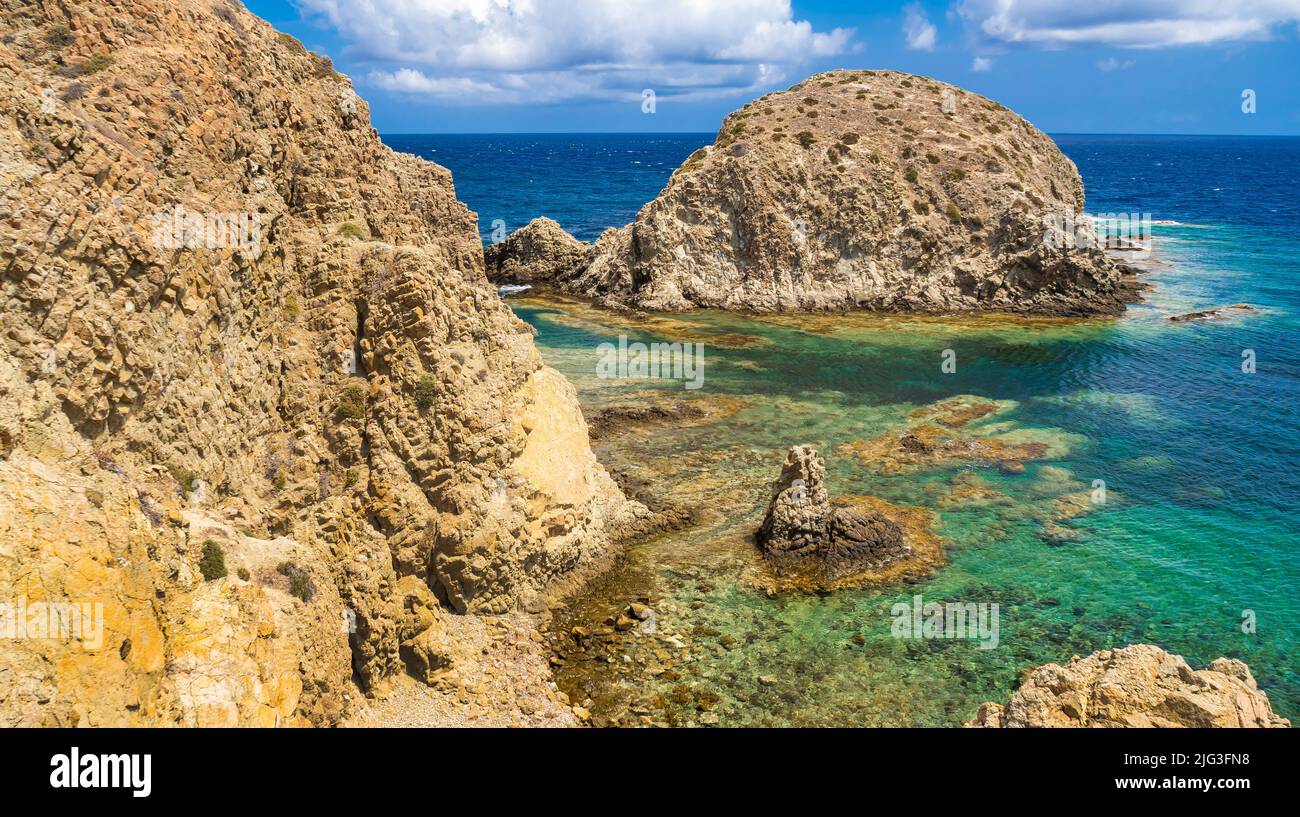 Rocky Coastline and Cliffs, Island of Isleta del Moro, Cabo de Gata ...