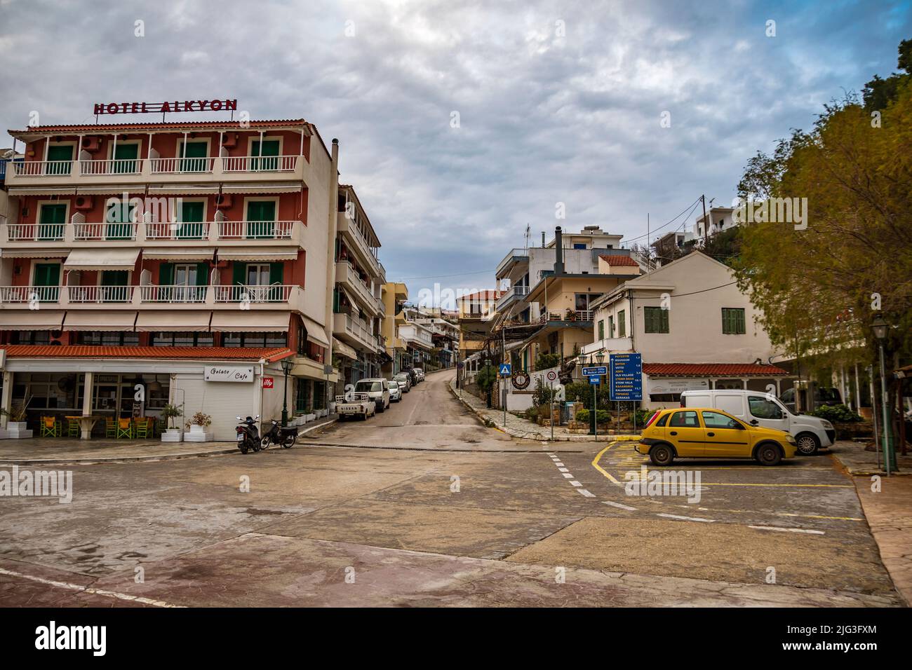 The beautiful seaside town of Patitiri, in Alonissos island, Greece ...