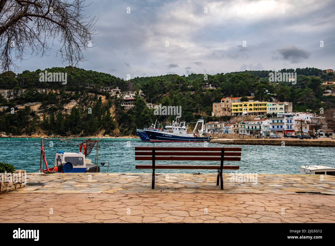The beautiful seaside town of Patitiri, in Alonissos island, Greece ...
