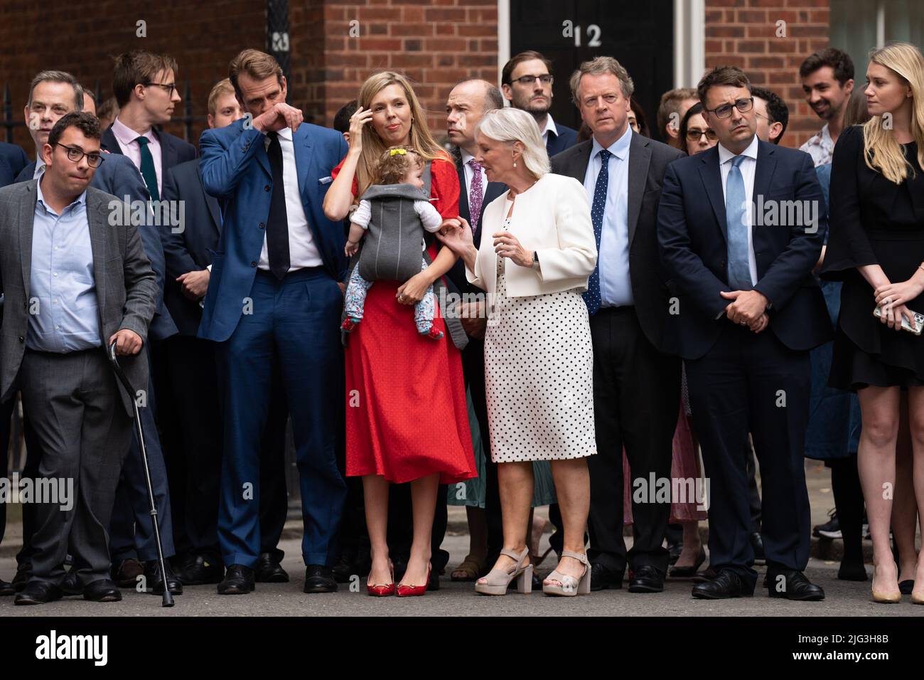 Carrie Johnson holding her daughter Romy, with Nadine Dorries, watches ...