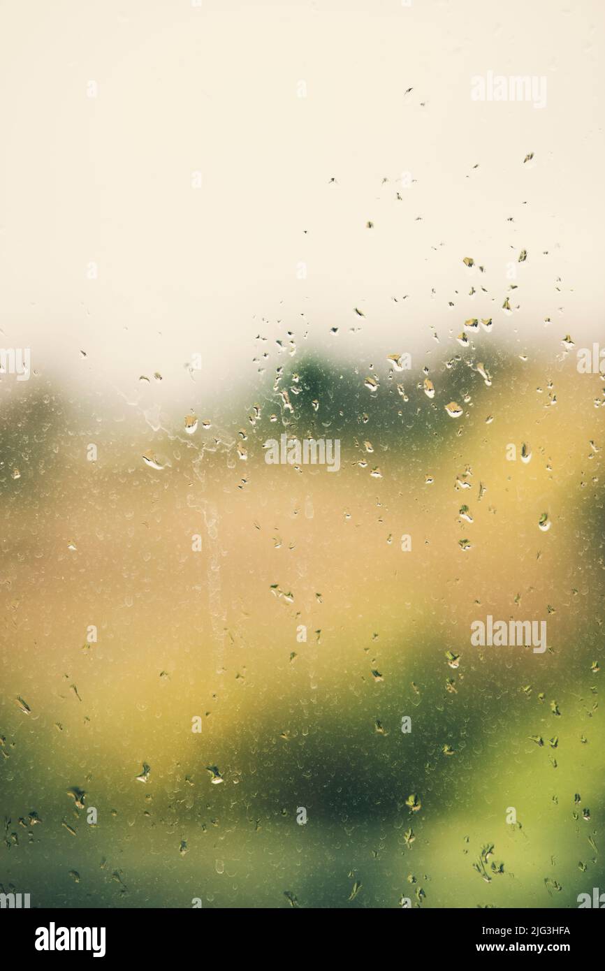 Landscape from the window, rainy day Stock Photo - Alamy