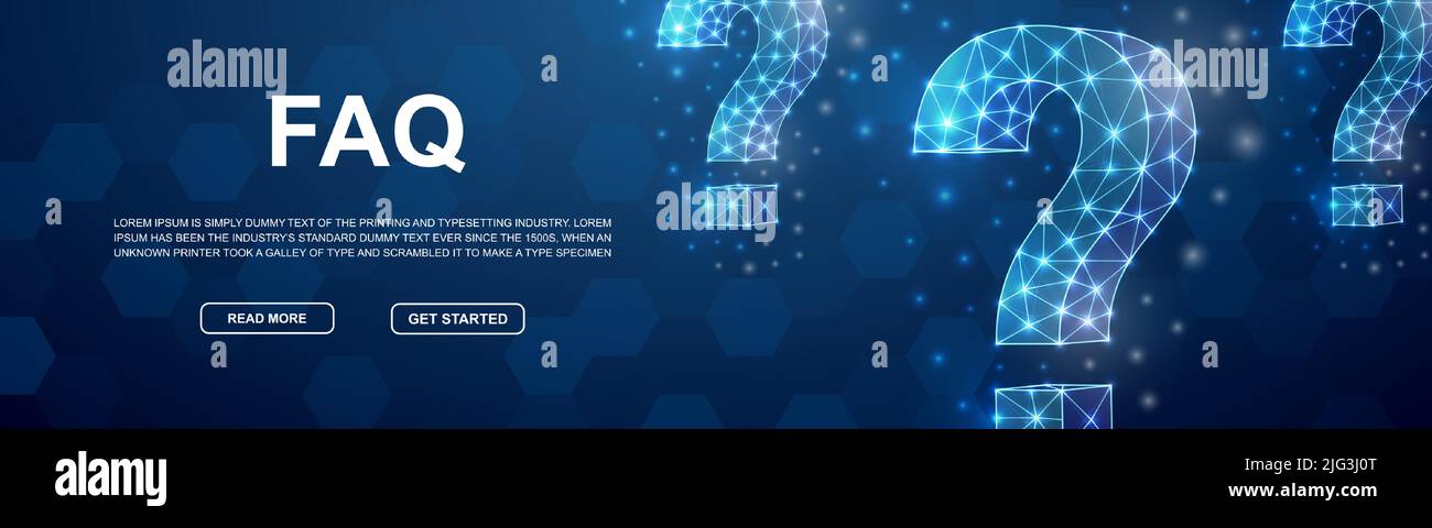 Question mark polygonal horizontal banner. Help support low poly symbol for head promotion ...