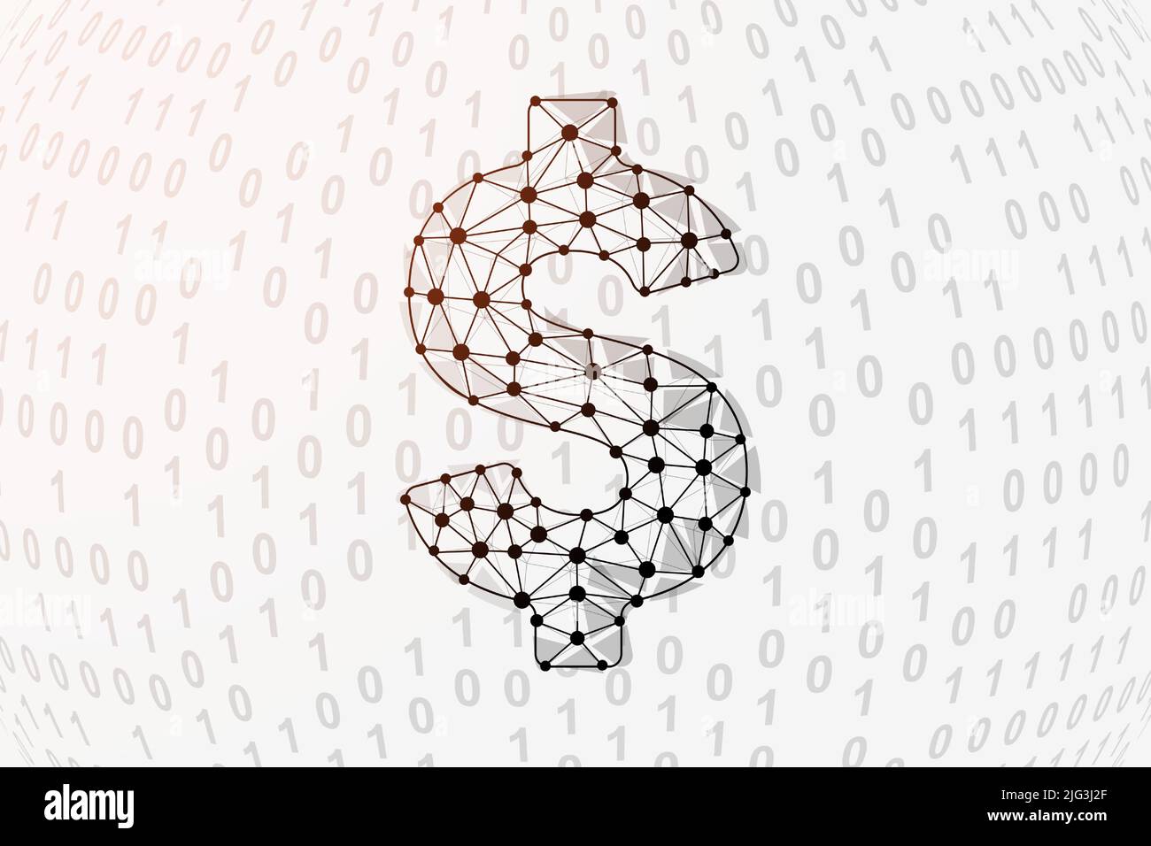 Dollar 3d low poly symbol with binary code background. Money design ...