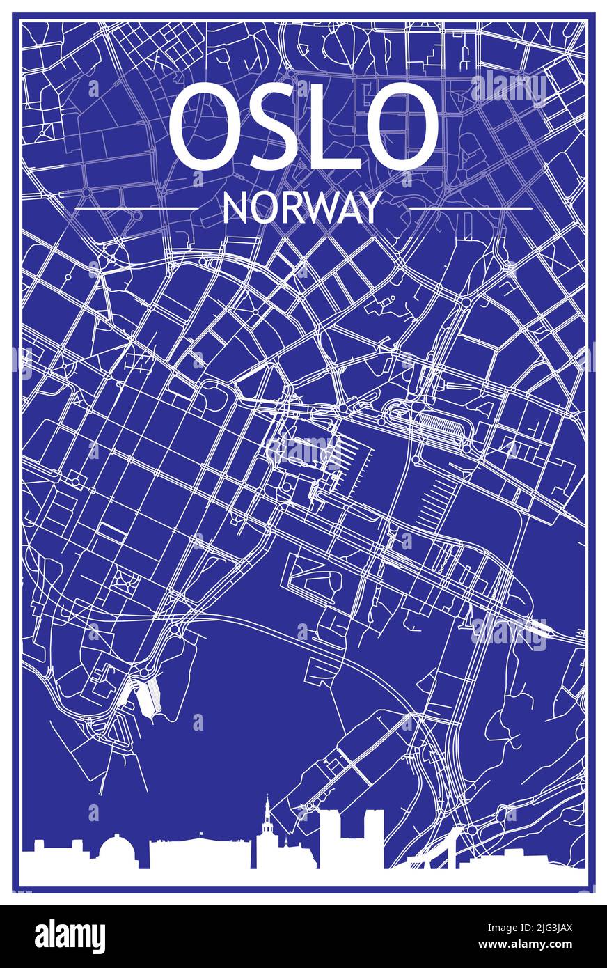 Technical drawing printout city poster with panoramic skyline and hand ...