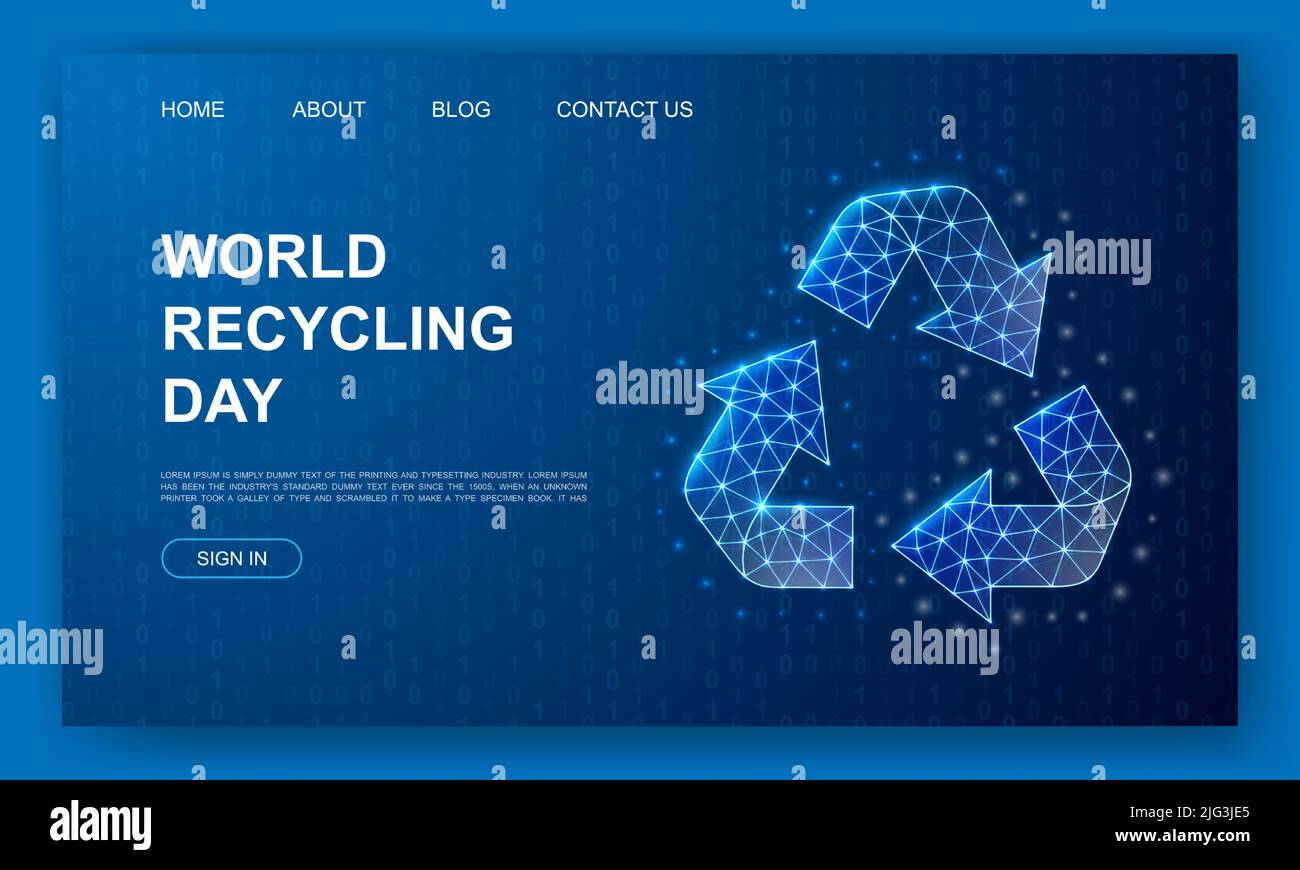 Recycle 3d polygonal website template. Ecology design illustration ...