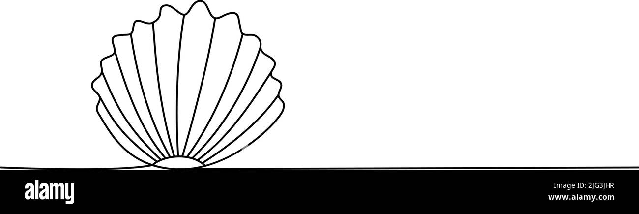 Set of Shell one line continuous drawing. Shell continuous one line set ...