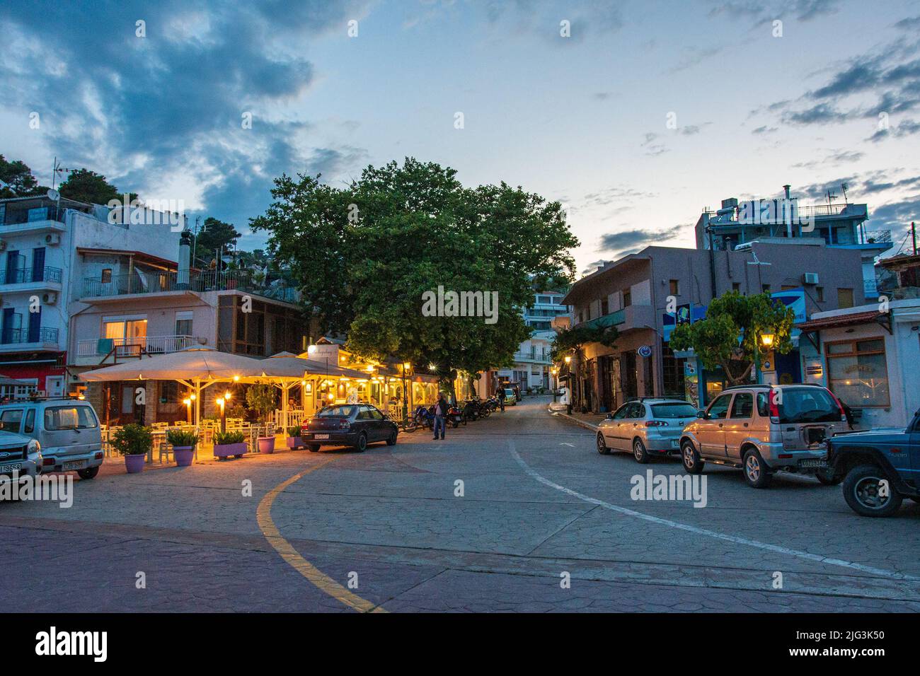 Night view of the beautiful seaside town of Patitiri, in Alonissos ...