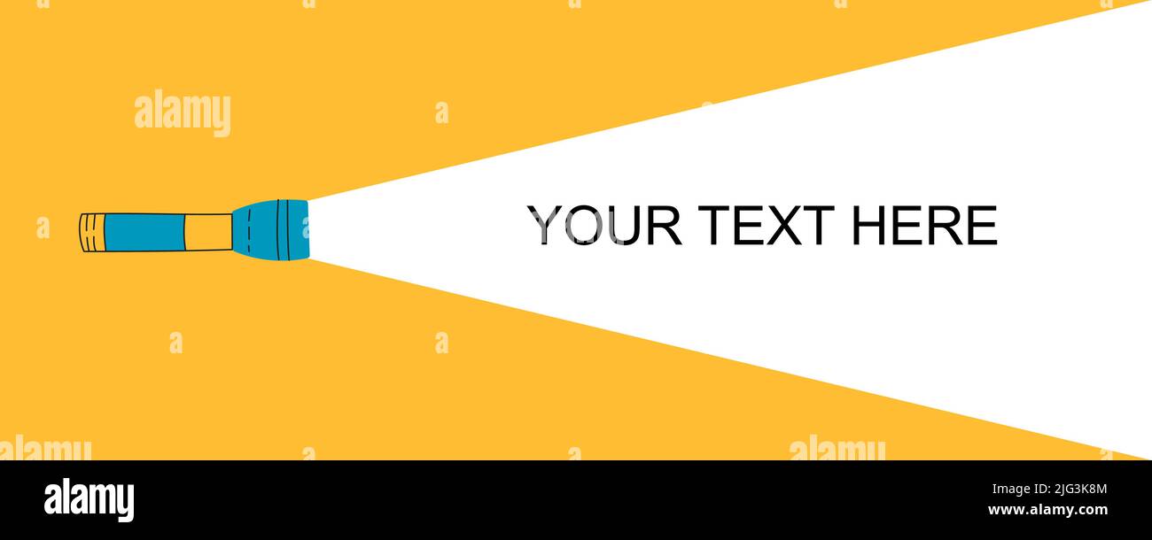 Flashlight shines on a yellow background. Flashlight icon for ...