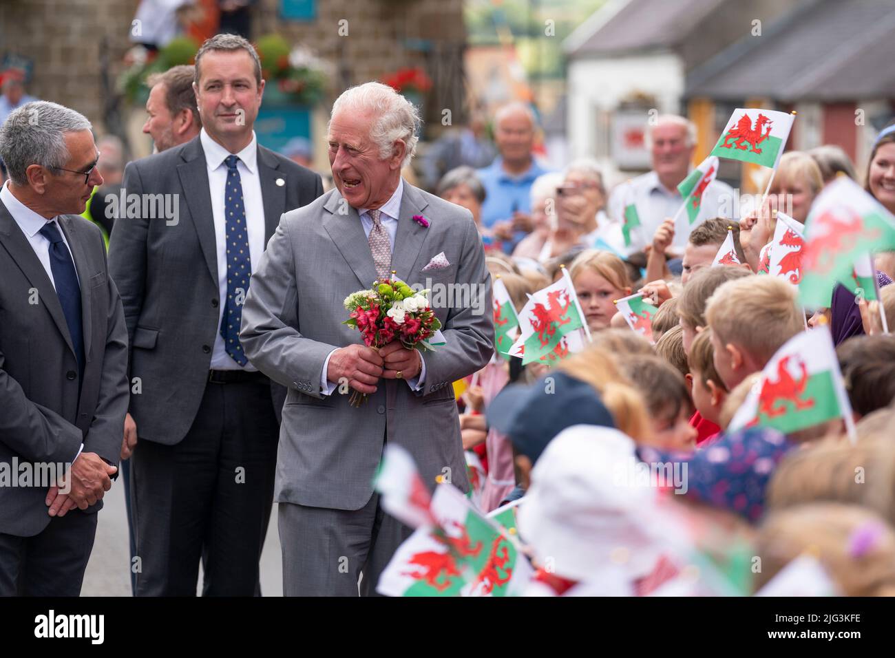 The Prince of Wales during a visit to the market town of Narberth ...