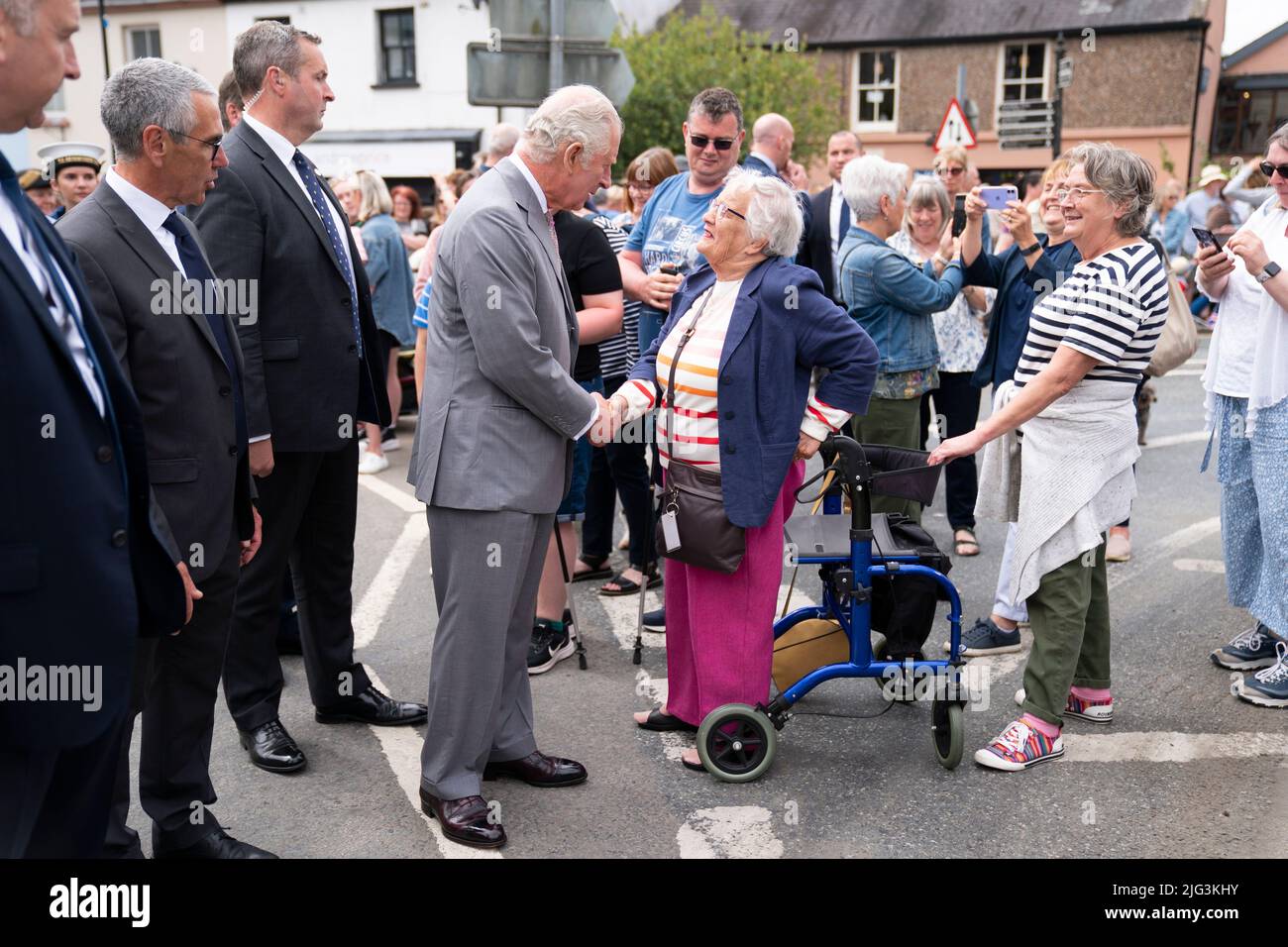 The Prince of Wales during a visit to the market town of Narberth ...