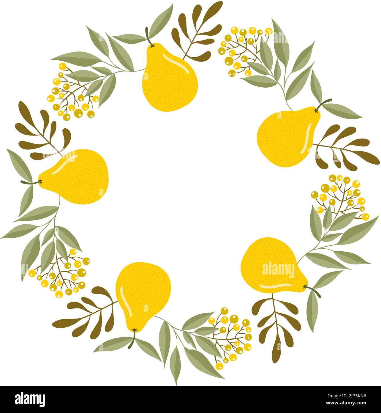 Beautiful circle frame made with yellow pears Stock Photo - Alamy