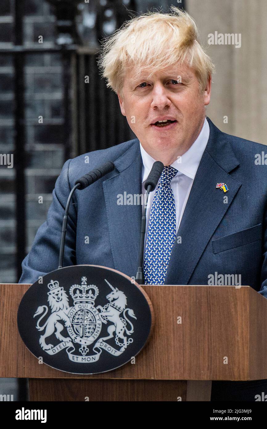 London, UK. 7th July, 2022. Prime Minister Boris Johnson, leaves No 10 ...