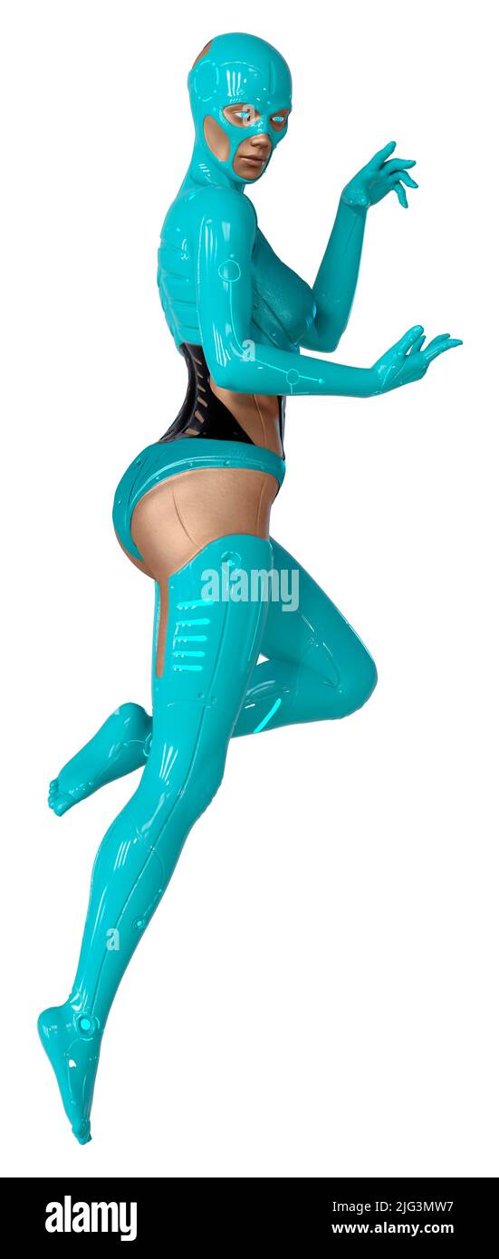 3D rendering of a female robot isolated on white background Stock Photo ...
