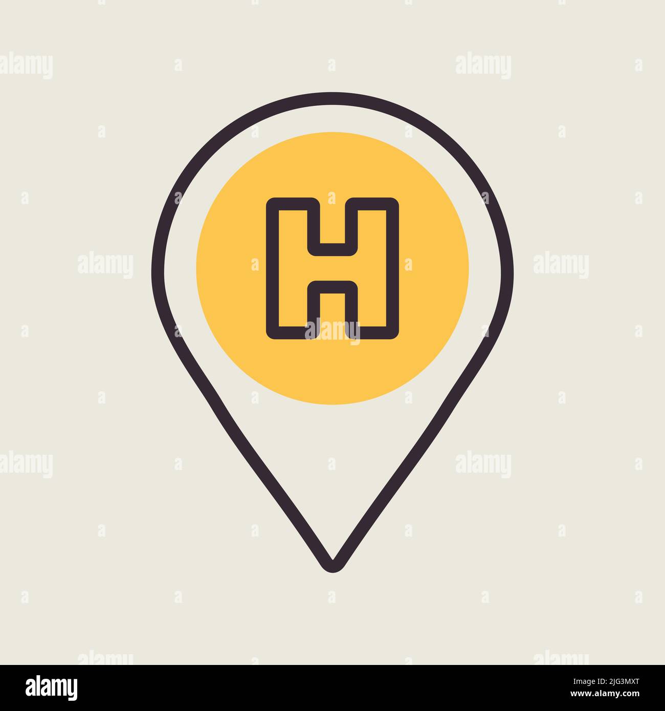 Hospital or heliport pointer vector icon. Medicine and medical support ...