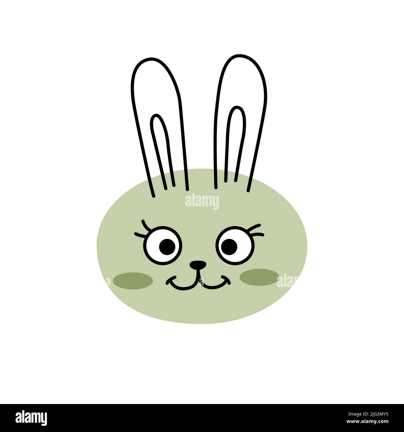 Cute bunny face. Funny rabbit isolated on white Stock Vector Image ...