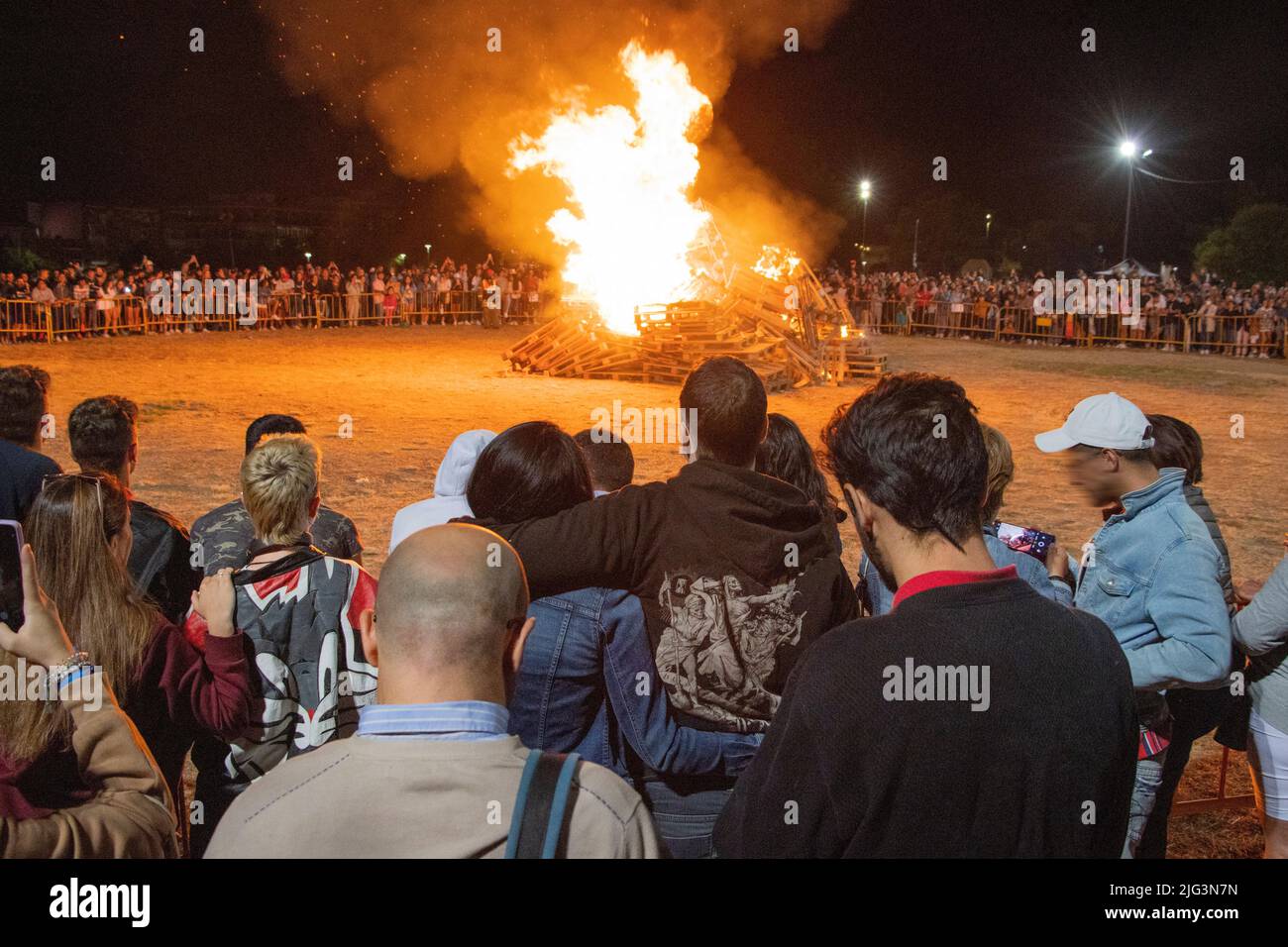 Night of the bonfire of San Juan. Traditional celebration, Spain Stock ...