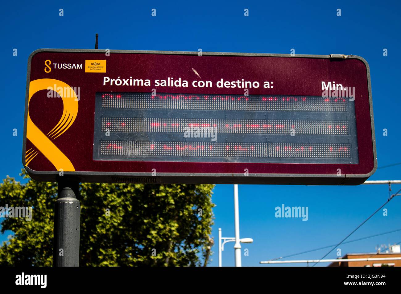 Seville, Spain - July 04, 2022 Street sign or road sign, erected at the ...