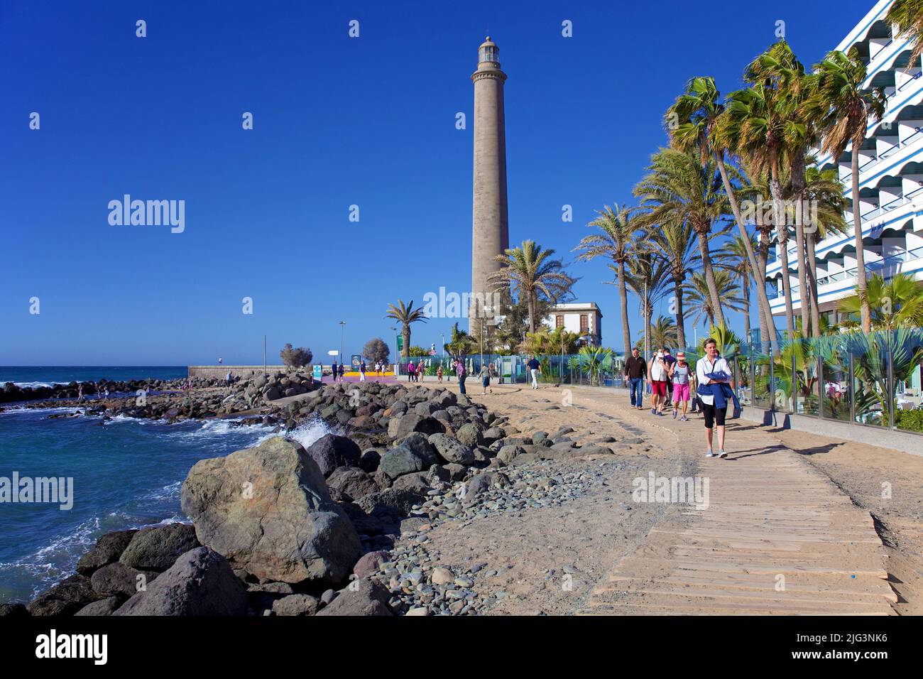 Lighthouse of Maspalomas, landmark, Grand Canary, Canary islands, Spain ...