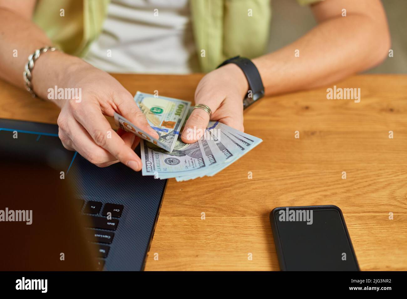 Businessman hands counting cash american dollars banknotes, Finance and ...
