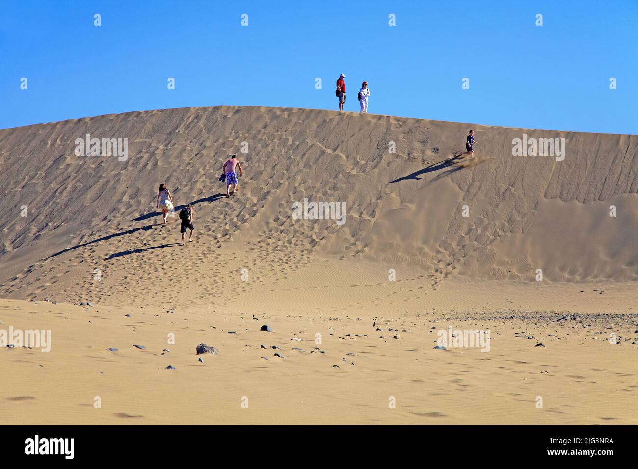 People in the dunes, nature reserve since 1987, Maspalomas, Grand ...