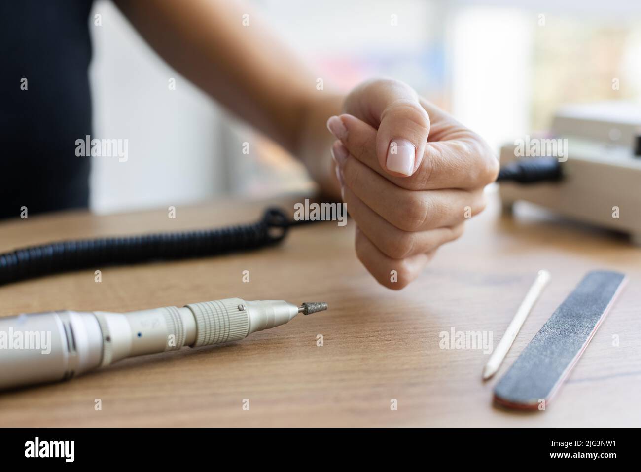 Cracked broken nail. Nail weakness damage from gel polish coating Stock ...