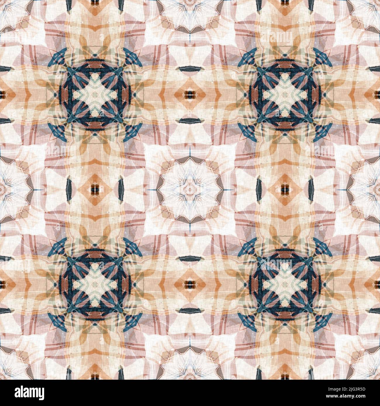 Retro boho geometric kaleidoscope scarf pattern background. Colorful ...