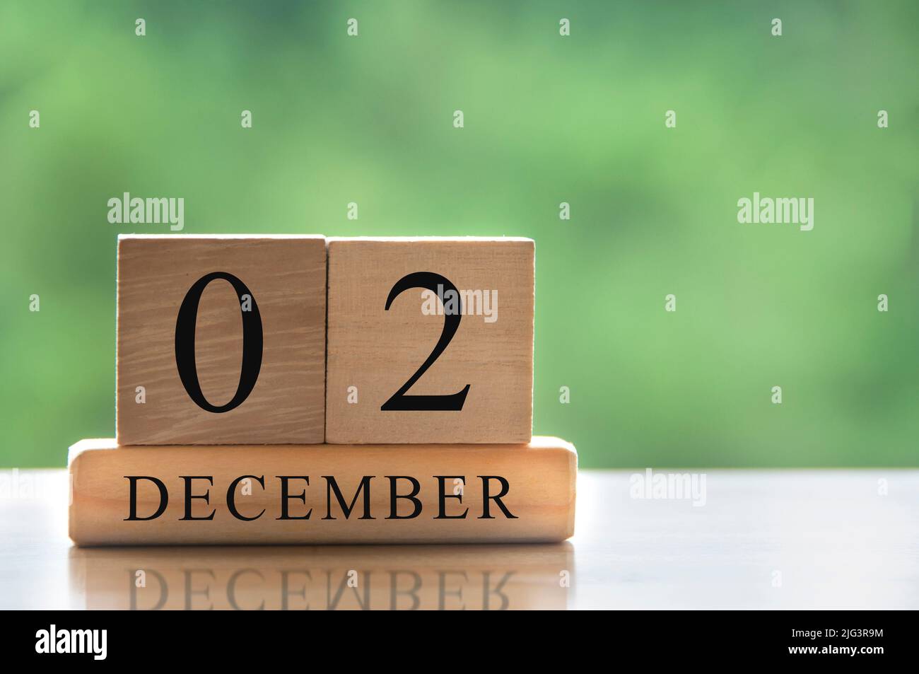 December 2 calendar date text on wooden blocks with copy space for ...