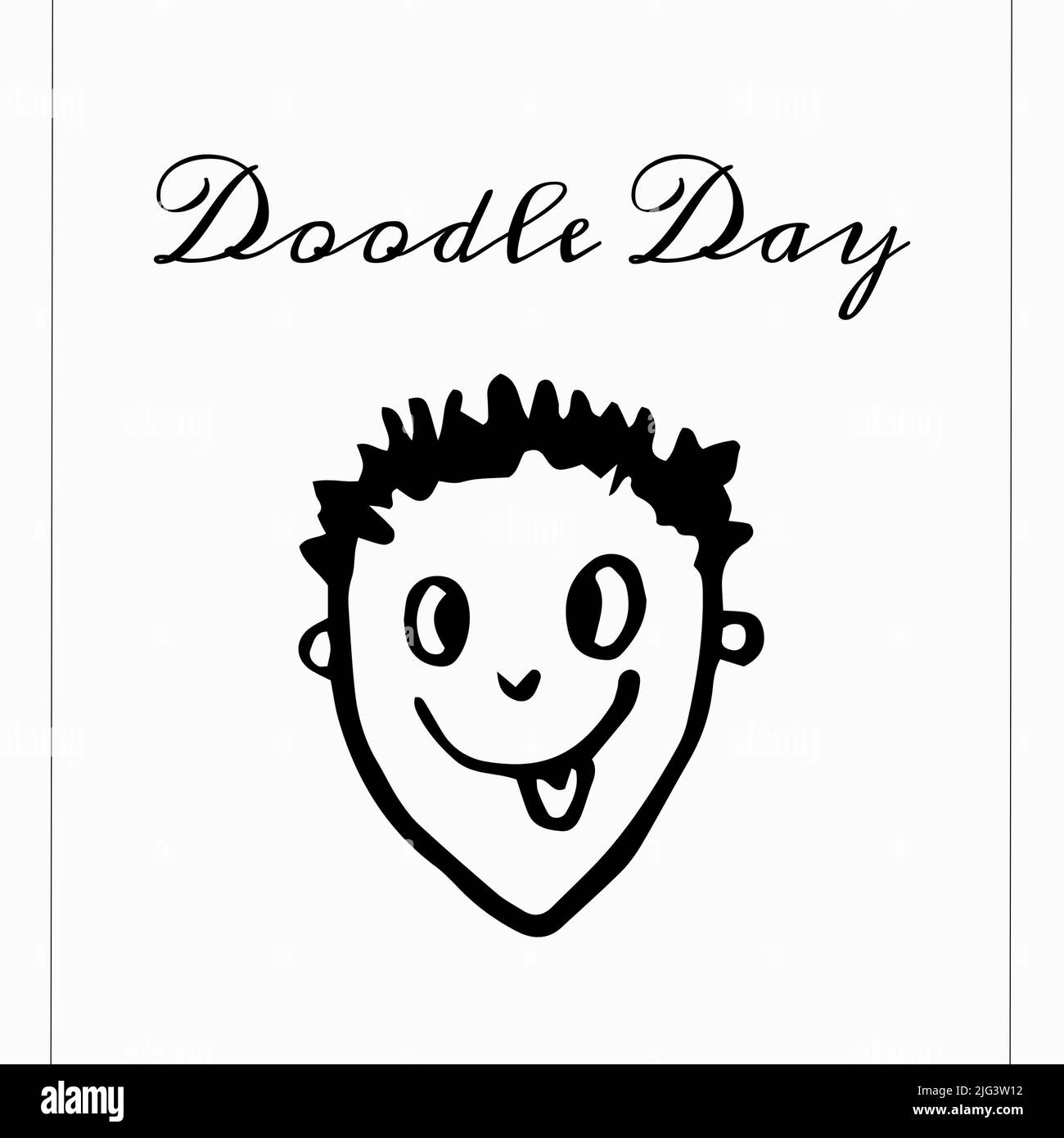 Image of boy head drawing and doodle day on white background Stock ...