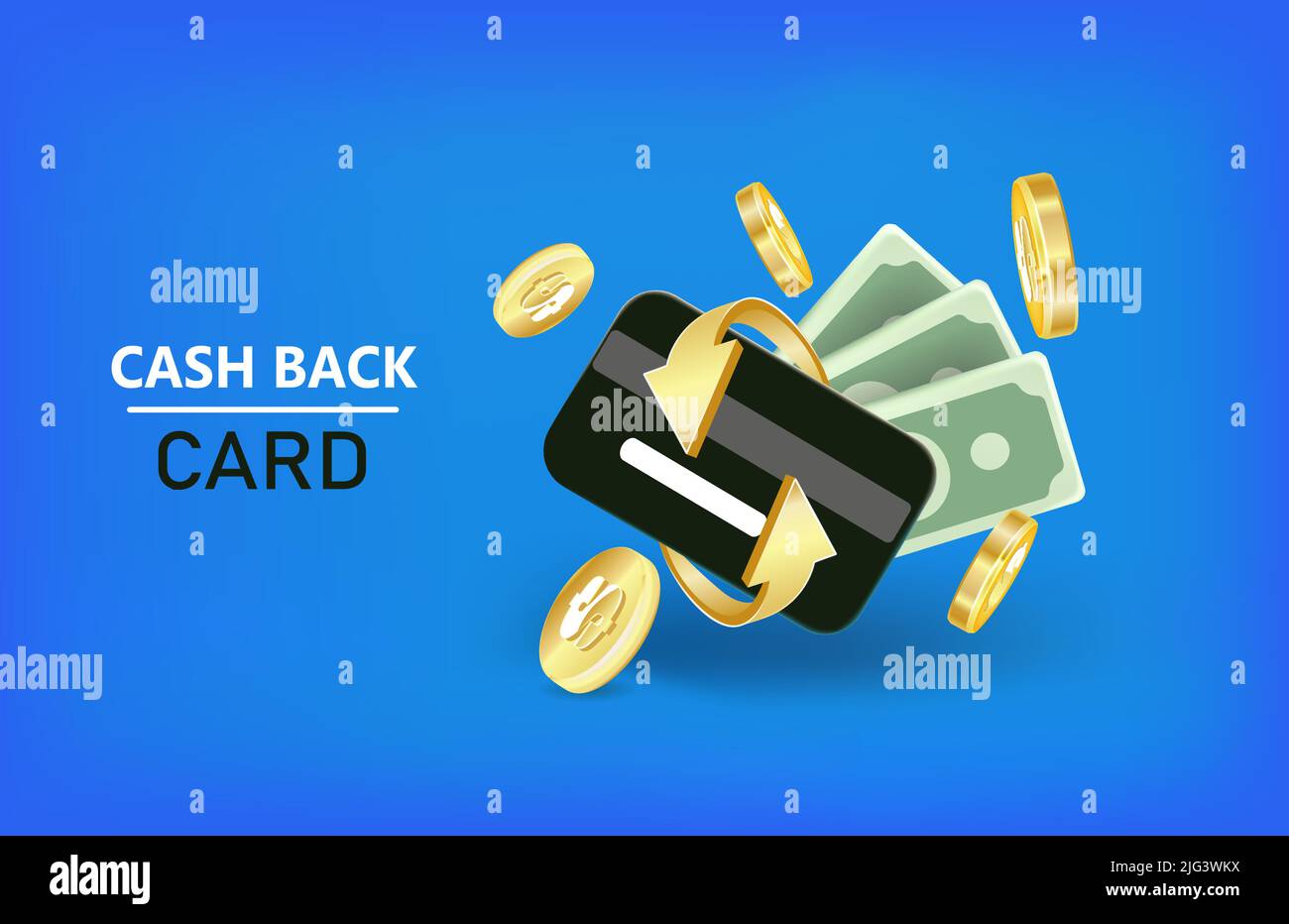 Cash back, money saving vector concept with dollar coins, wallet ...