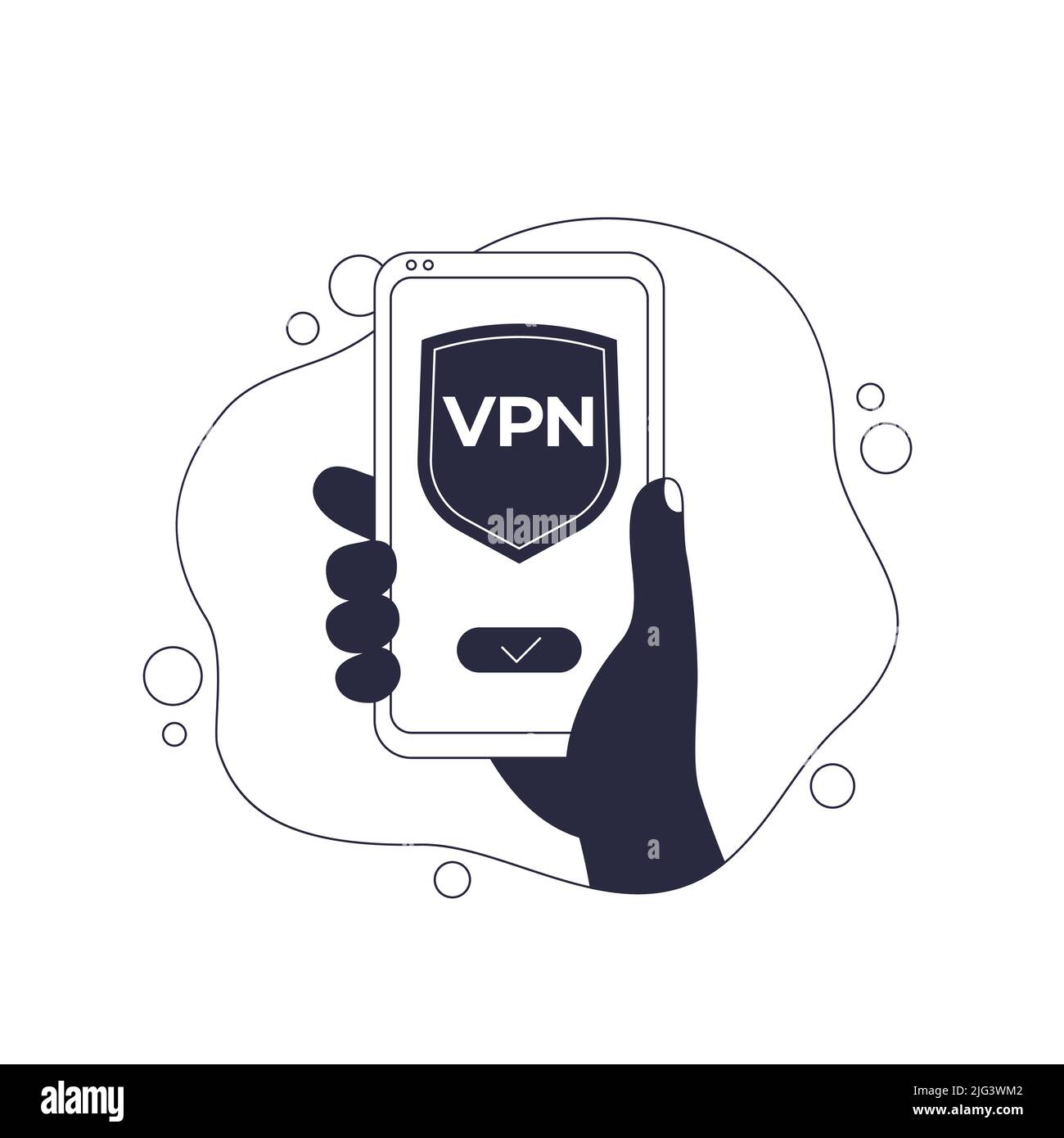 VPN app, smart phone in hand, vector illustration Stock Vector Image ...