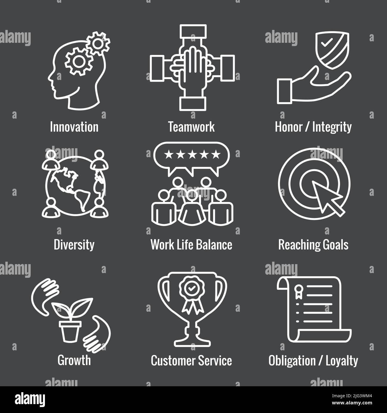 Core Values or Mission with Vision Icon Set Stock Vector Image & Art ...