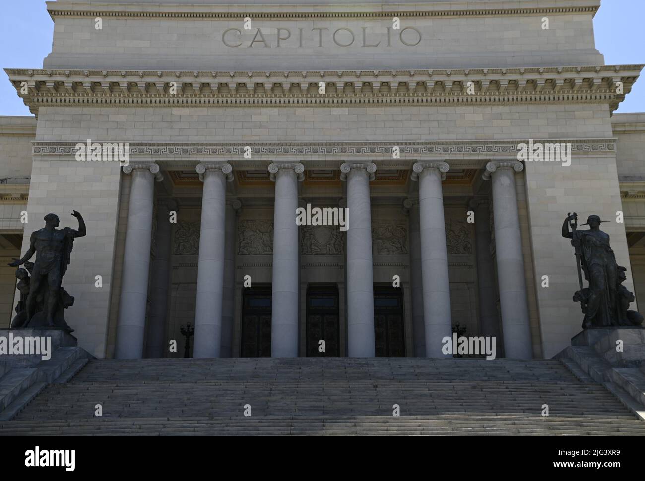 Bronze statues by Angelo Zanelli at the entrance of El Capitolio, the ...