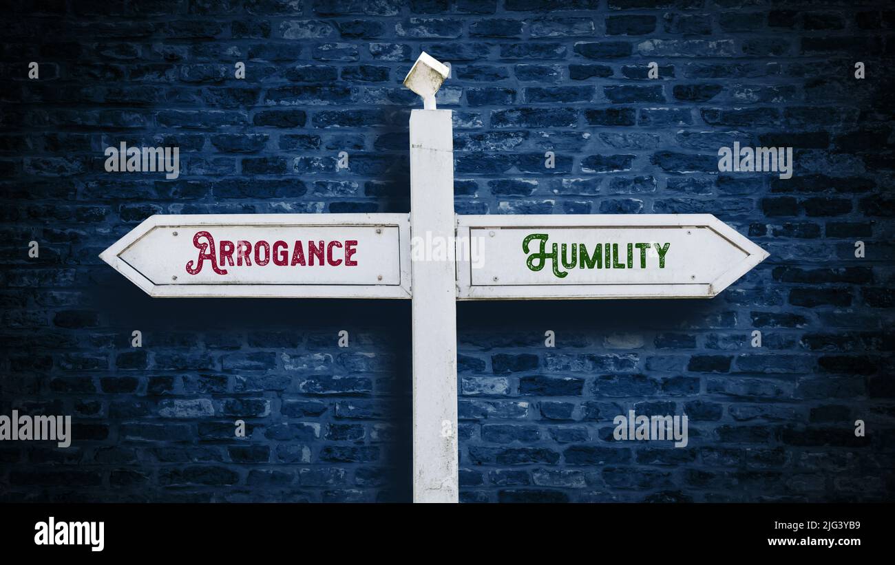 Street Sign the Direction Way to Humility versus Arrogance Stock Photo ...