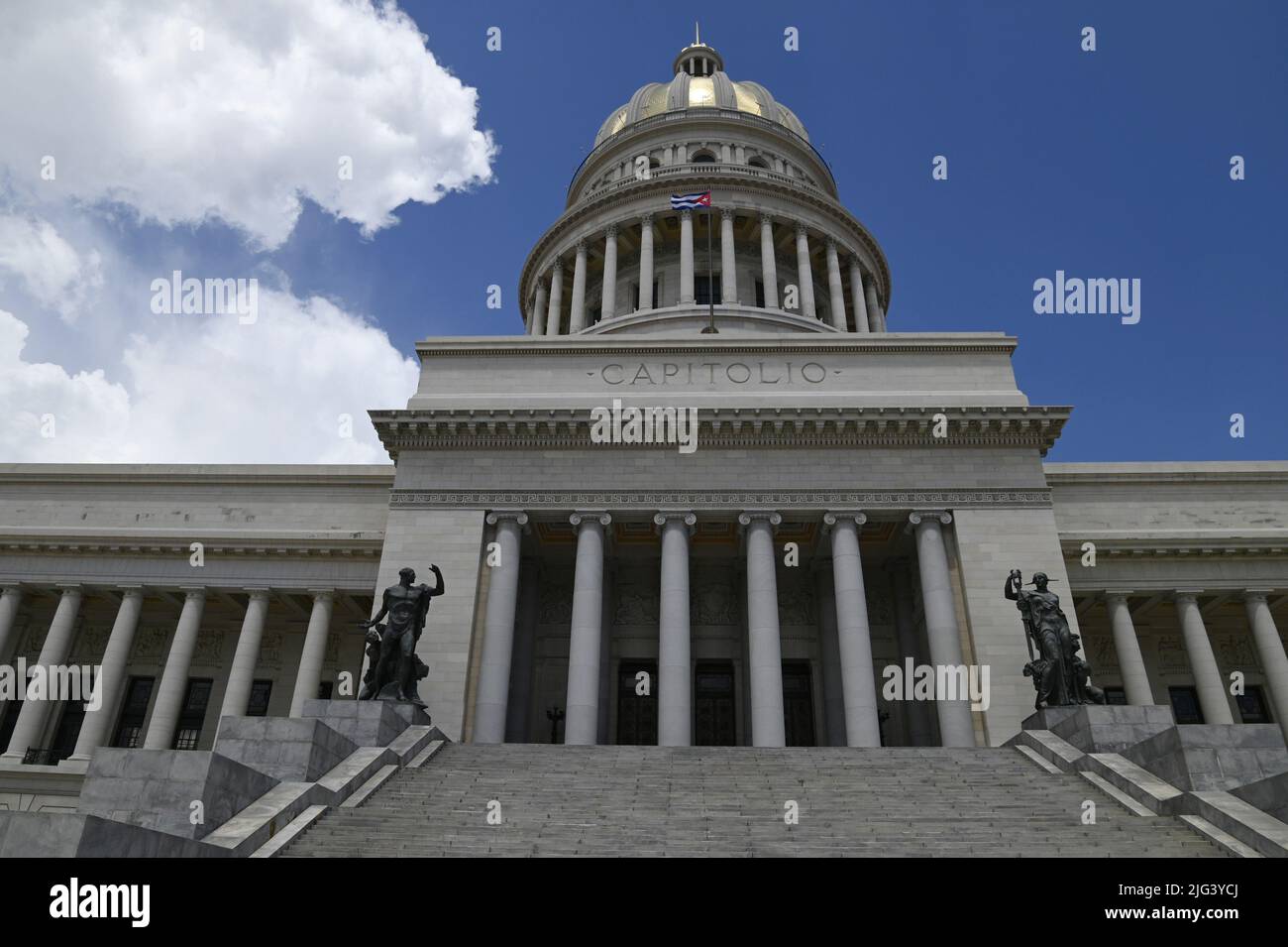 Bronze statues by Angelo Zanelli at the entrance of El Capitolio, the ...