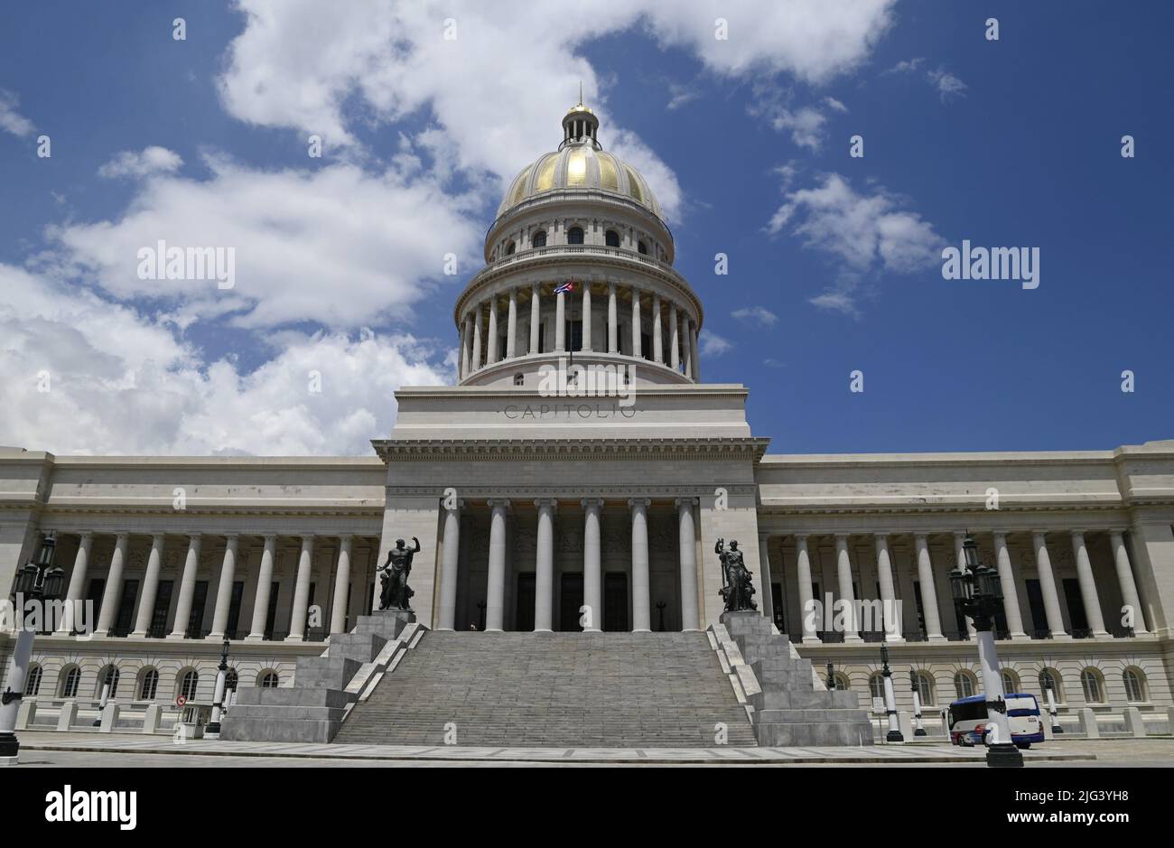 Landscape with panoramic facade and cupola view of El Capitolio, the ...