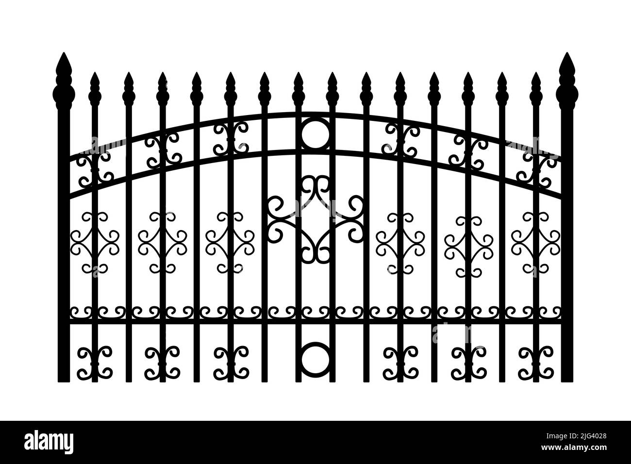 Decorative cast iron wrought fence silhouette with artistic forging ...