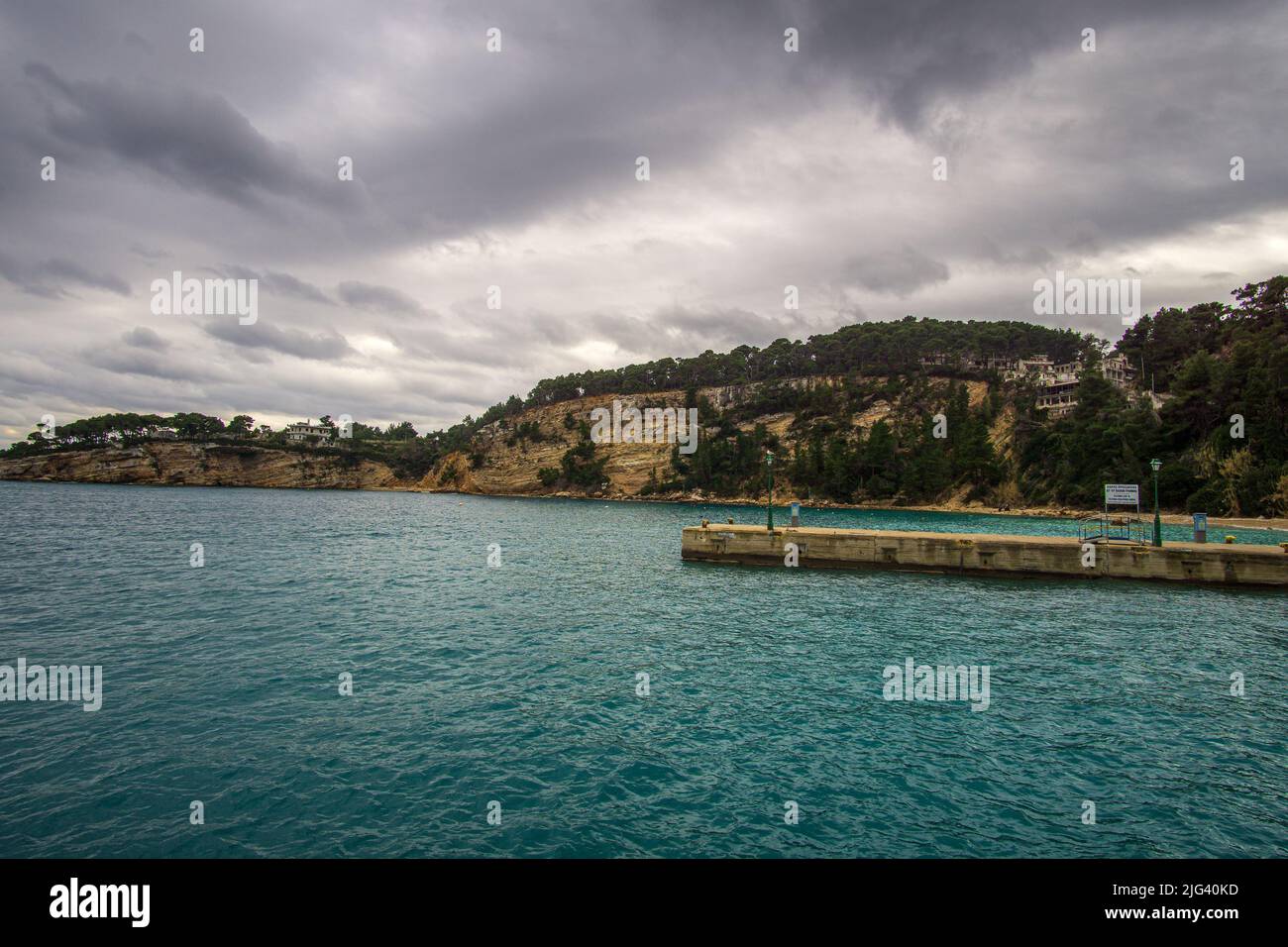 The beautiful Winter view of the beautiful seaside town of Patitiri, in ...