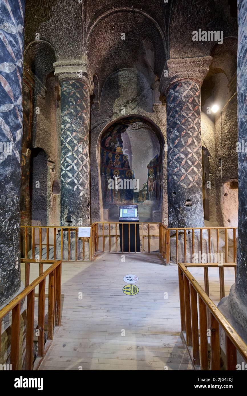 religious murals in Gumusler Cave Monastery, Gümüsler, Turkey Stock ...