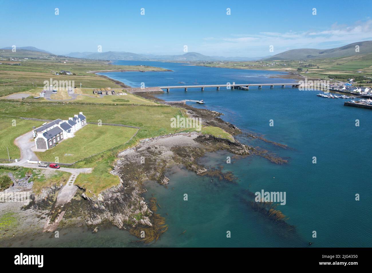 Portmagee village County Kerry, Ireland road bridge to Valentia island ...