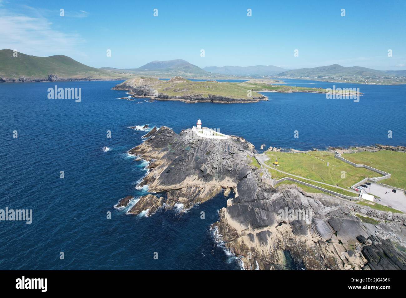 Valentia lighthouse County Kerry Ireland drone aerial view Stock Photo ...
