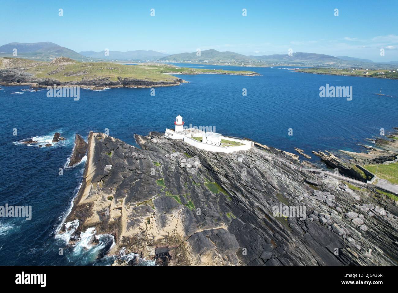 Valentia lighthouse County Kerry Ireland drone aerial view Stock Photo ...