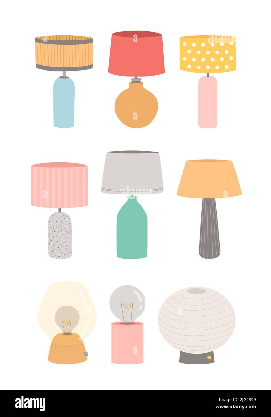 Table lamp set flat design vector illustration Stock Vector Image & Art ...