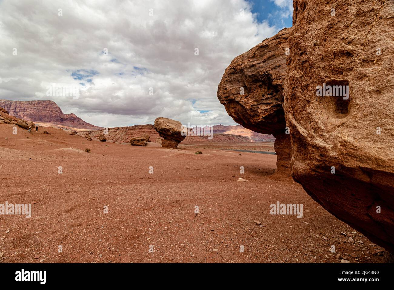 Giant boulders next to each other besides the highway, Vermillion cliff ...