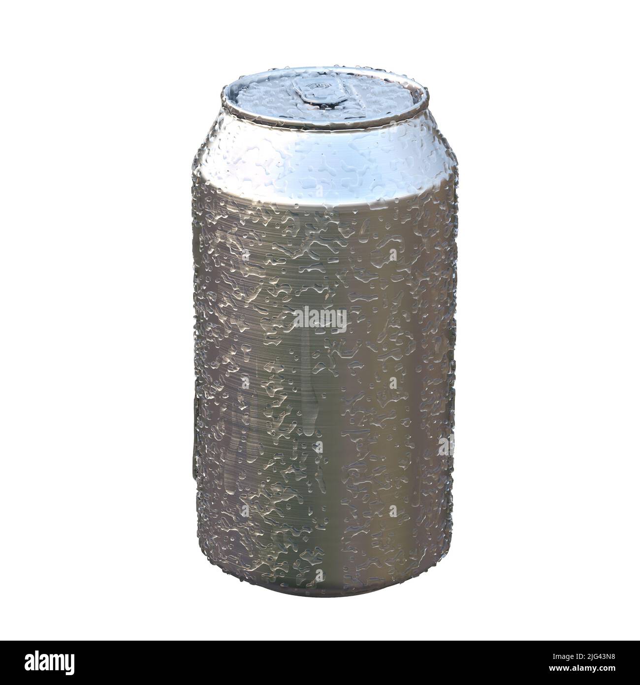 Tin can with condensation on white background. Drops on the jar. 3D ...