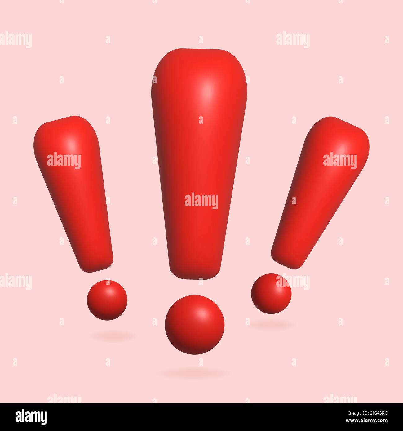 Exclamation red signs. Realistic 3d symbol icon. Vector illustration ...
