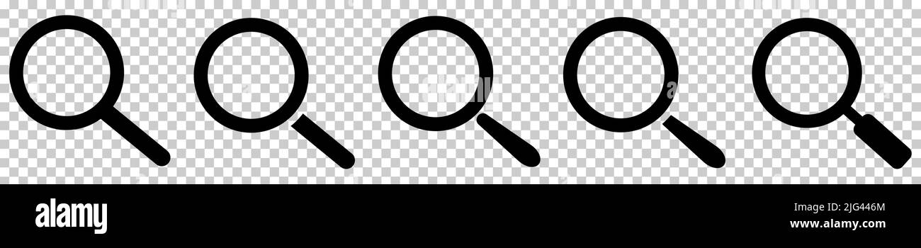 Magnifying icons set. Vector illustration isolated on transparent ...