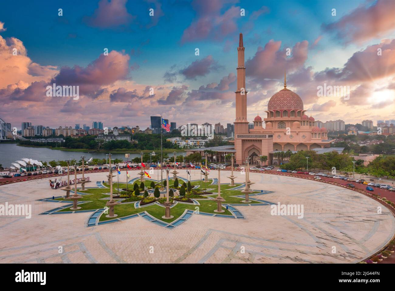 Aerial View Of Putra Mosque with Putrajaya City Centre with Lake at ...