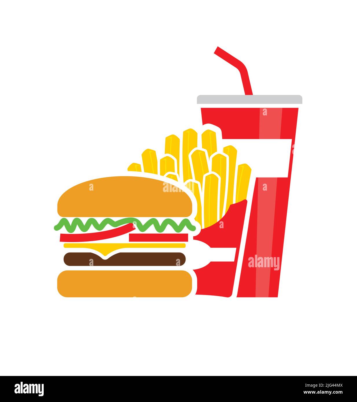 classic simple burger hamburger fries and drink meal combo symbol sign ...