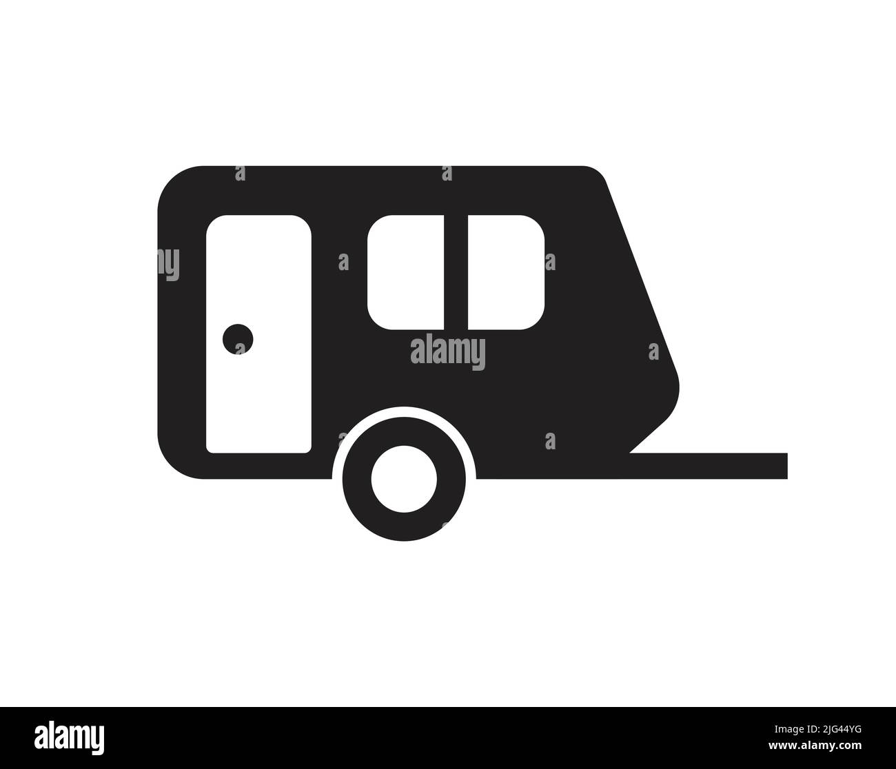 simple caravan camper trailer black silhouette side view icon symbol ...